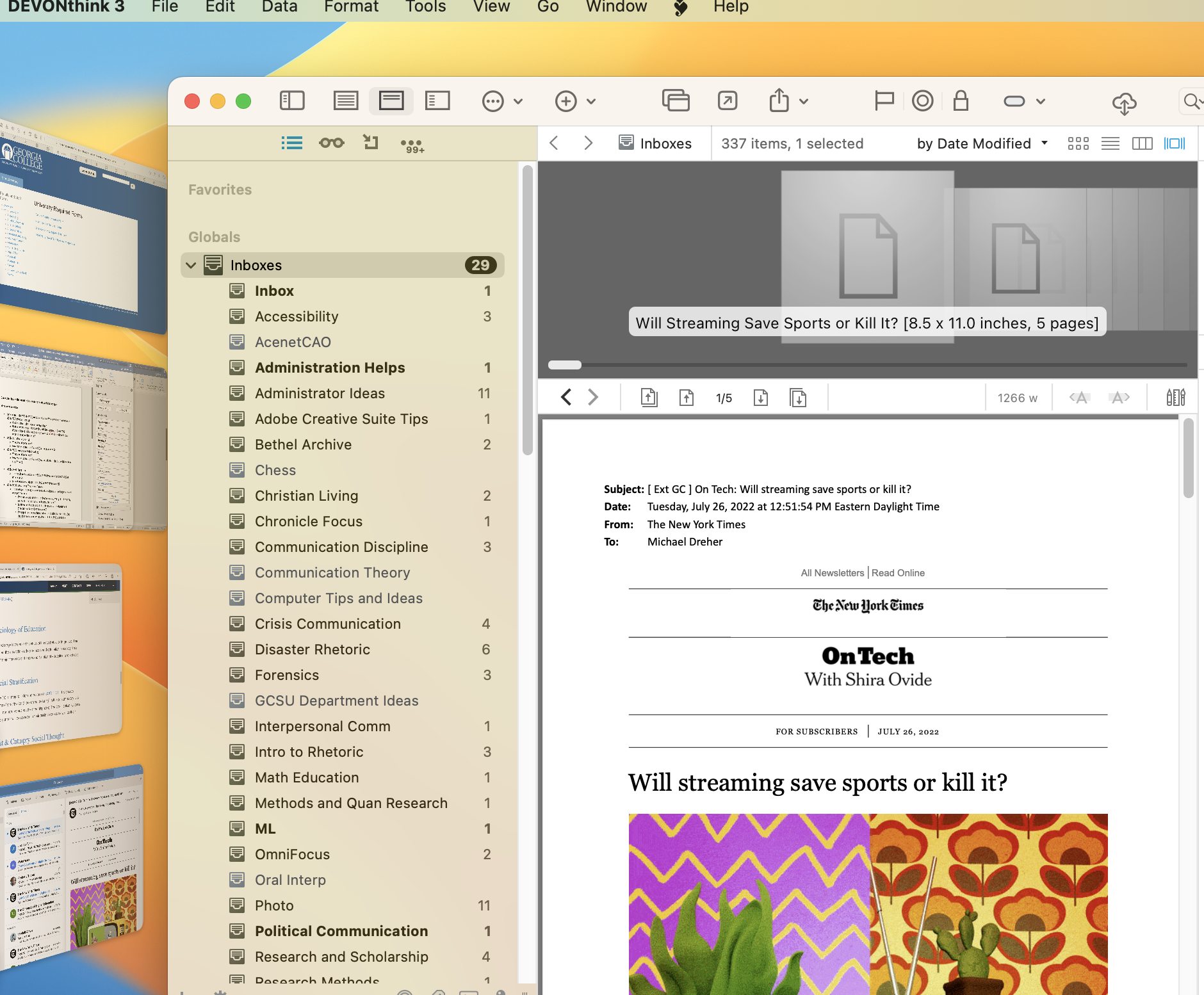 Teaching Workflow Example: Email to DevonThink – Dr. Michael Dreher